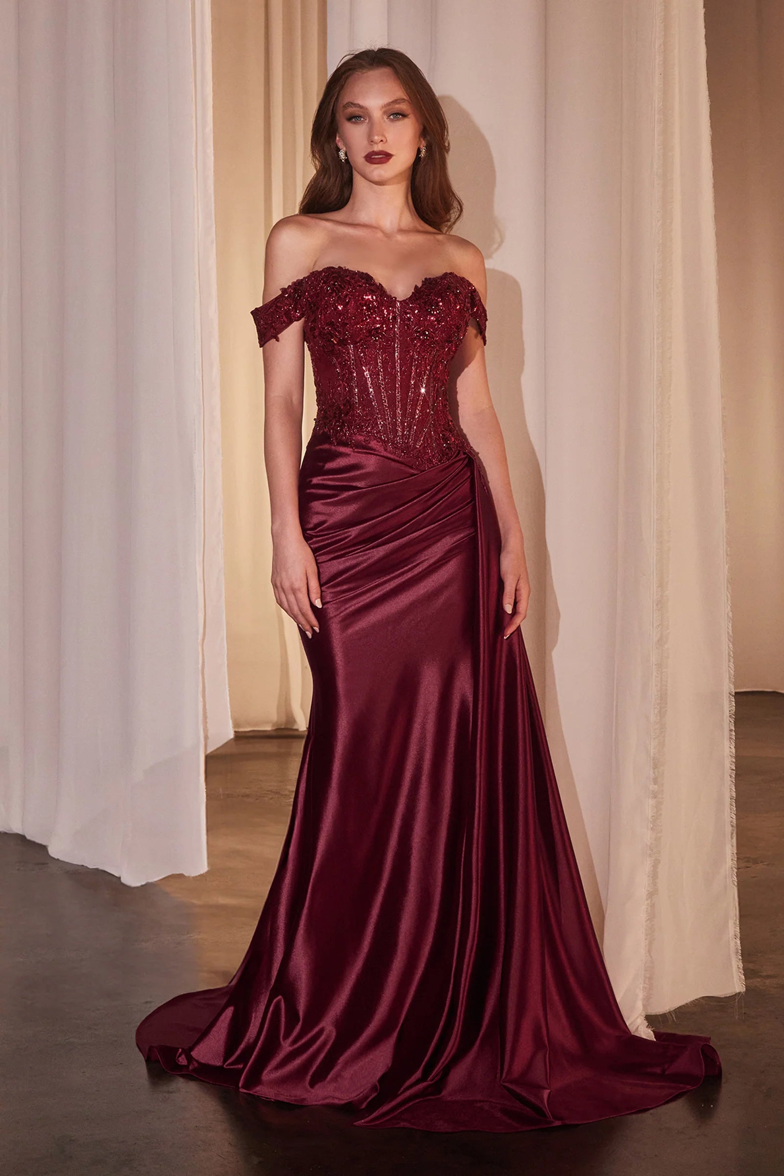 CD Claudia Mermaid Burgundy Gown – GlamEdge Dress & Gown