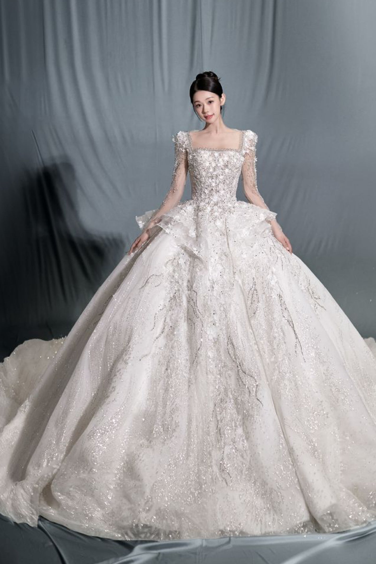 KC Floral Glitter Bridal Ballgown – GlamEdge Dress & Gown