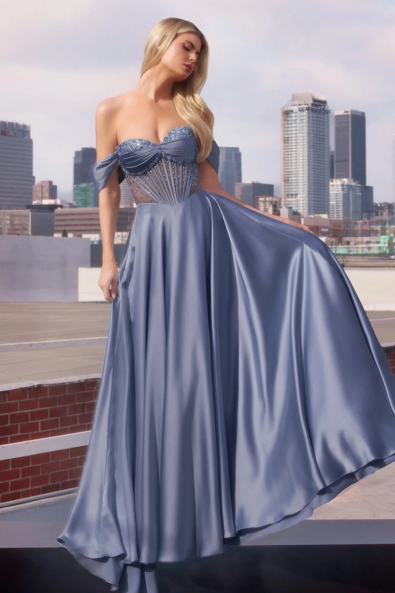 CD Darcy Corset Sage Smoky Blue Gown – GlamEdge Dress & Gown