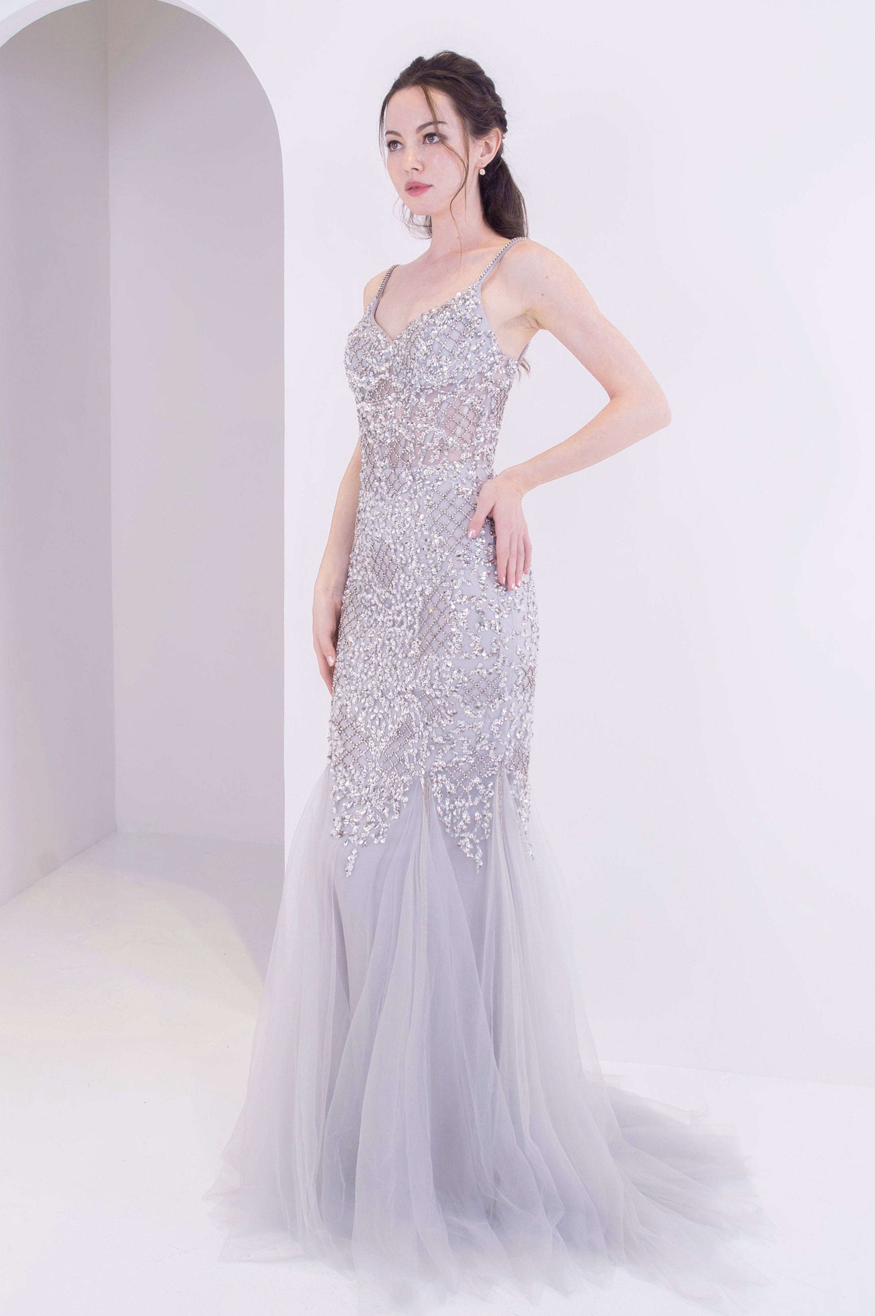 Helios Silver Mermaid Gown – GlamEdge Dress & Gown