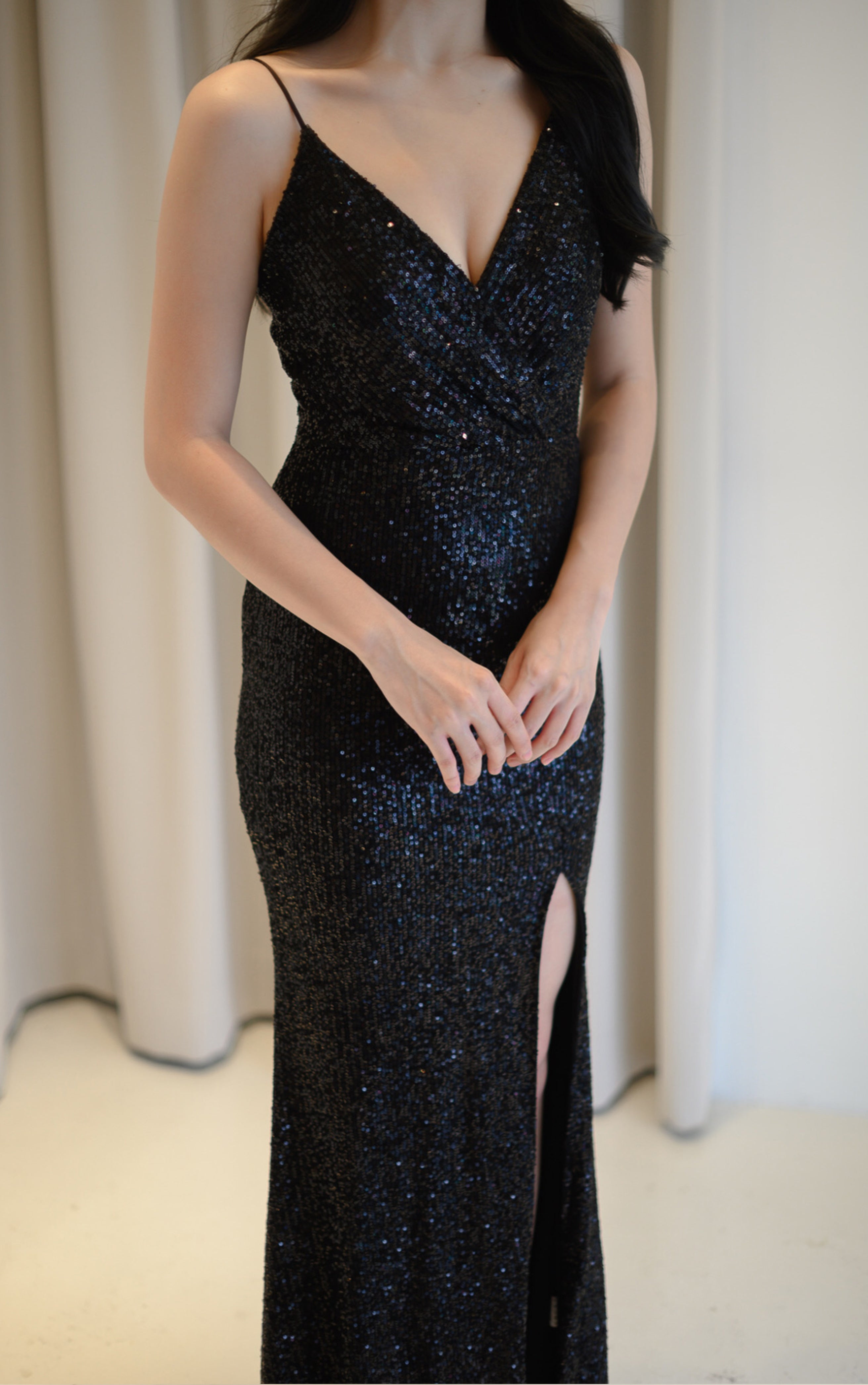 Lite Black Sequin Gown – GlamEdge Dress & Gown