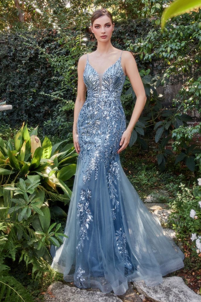 AL Effie Smoky Blue Mermaid Gown – GlamEdge Dress & Gown