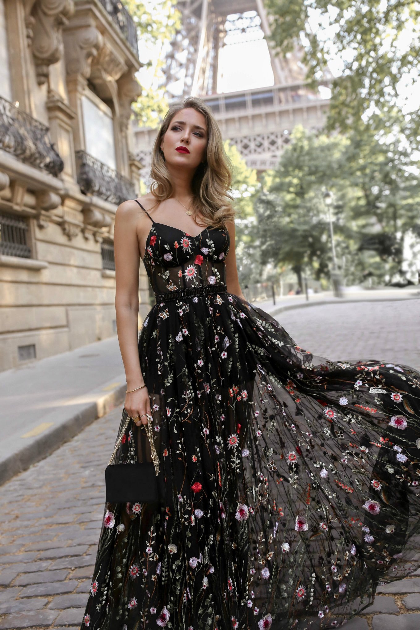 MD Garden Floral Black Gown – GlamEdge Dress & Gown
